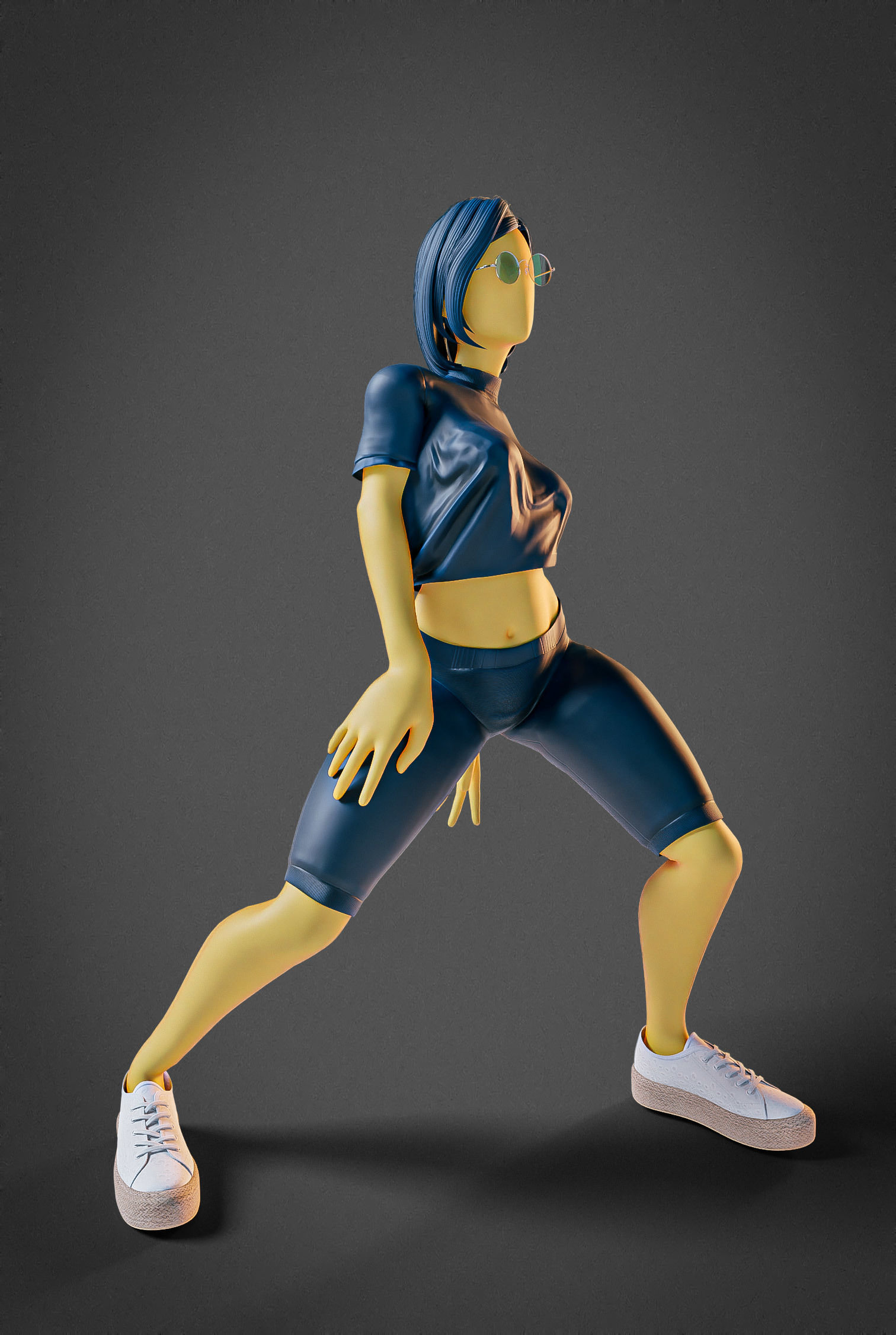 3D model Stylized motion design female character VR / AR / low-poly ...