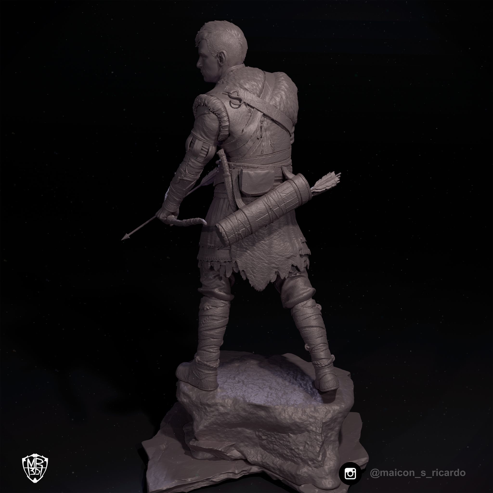 Atreus statue of man holding sword 3D model 3D printable | CGTrader