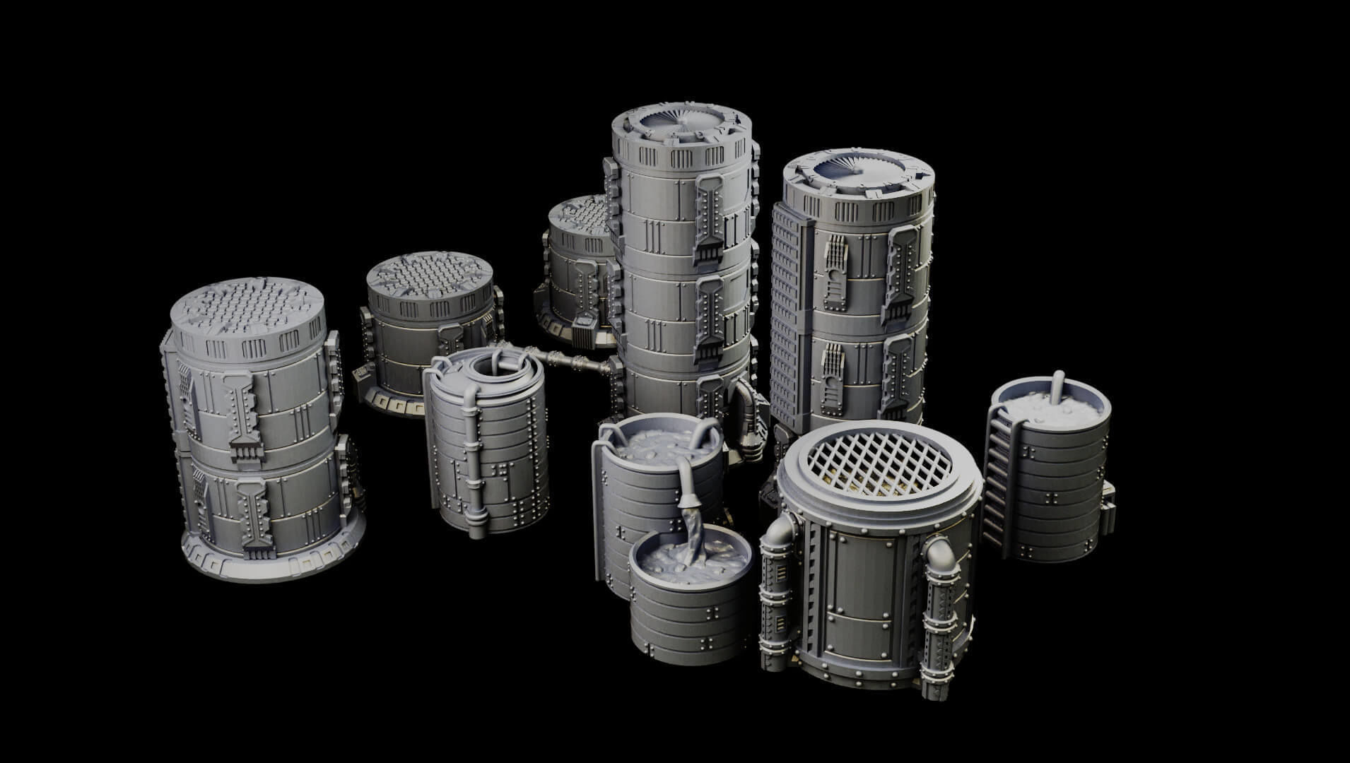 Chemical Factory Vats And Storage Tank Sci Fi Terrain 3D model 3D ...