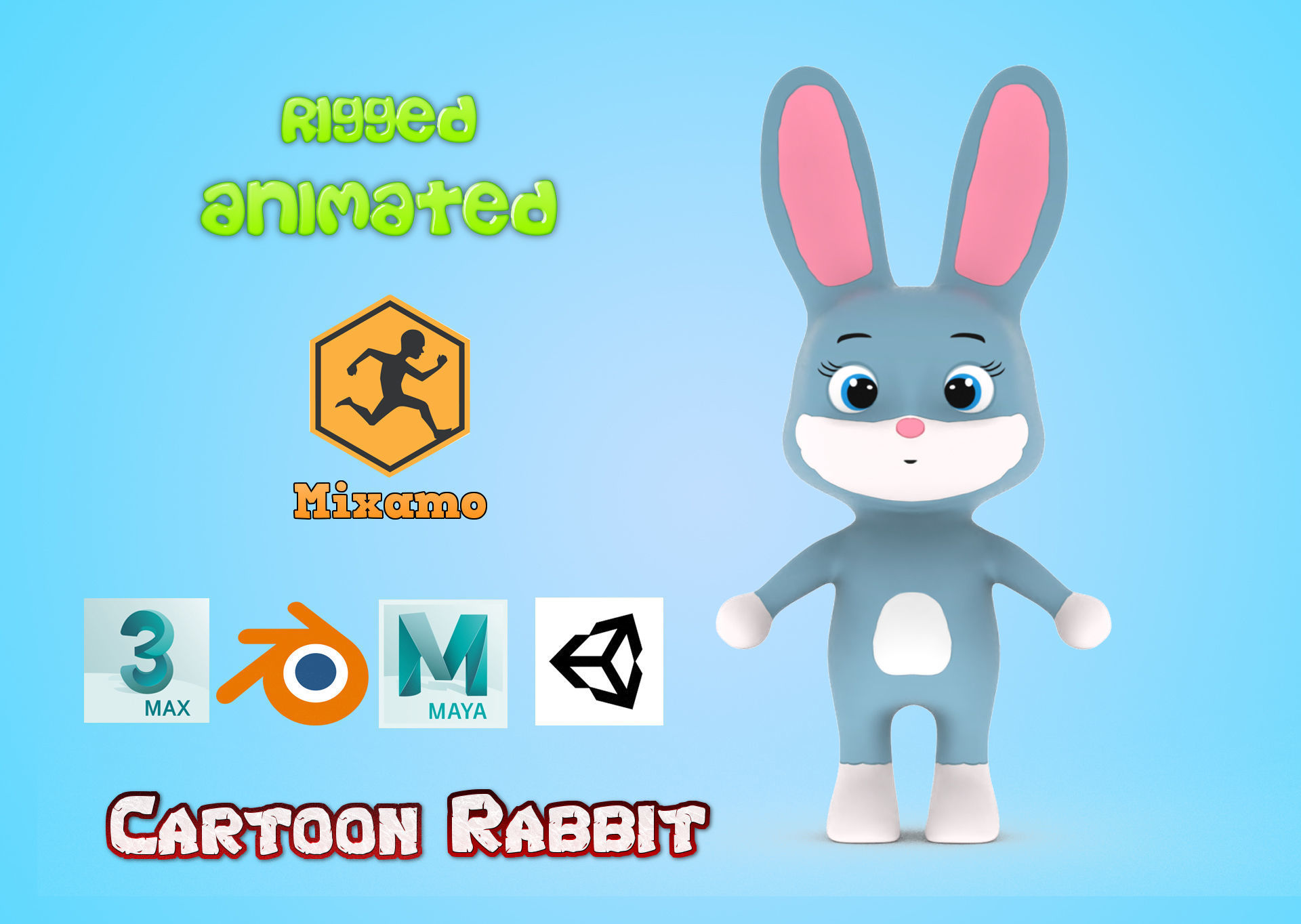 3D model Character012 Animated Rabbit 3D VR / AR / low-poly | CGTrader