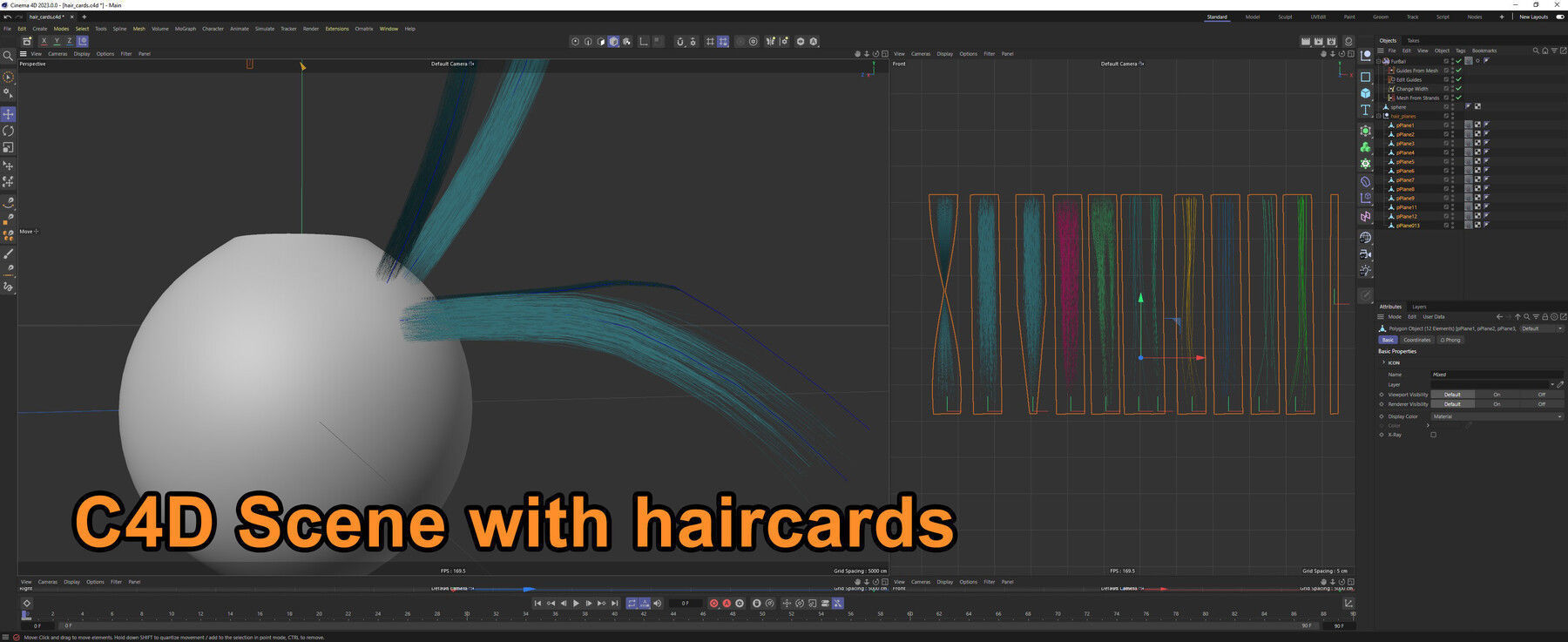3D model Scene-preset to work with haircards Maya 3ds Max C4D VR / AR ...