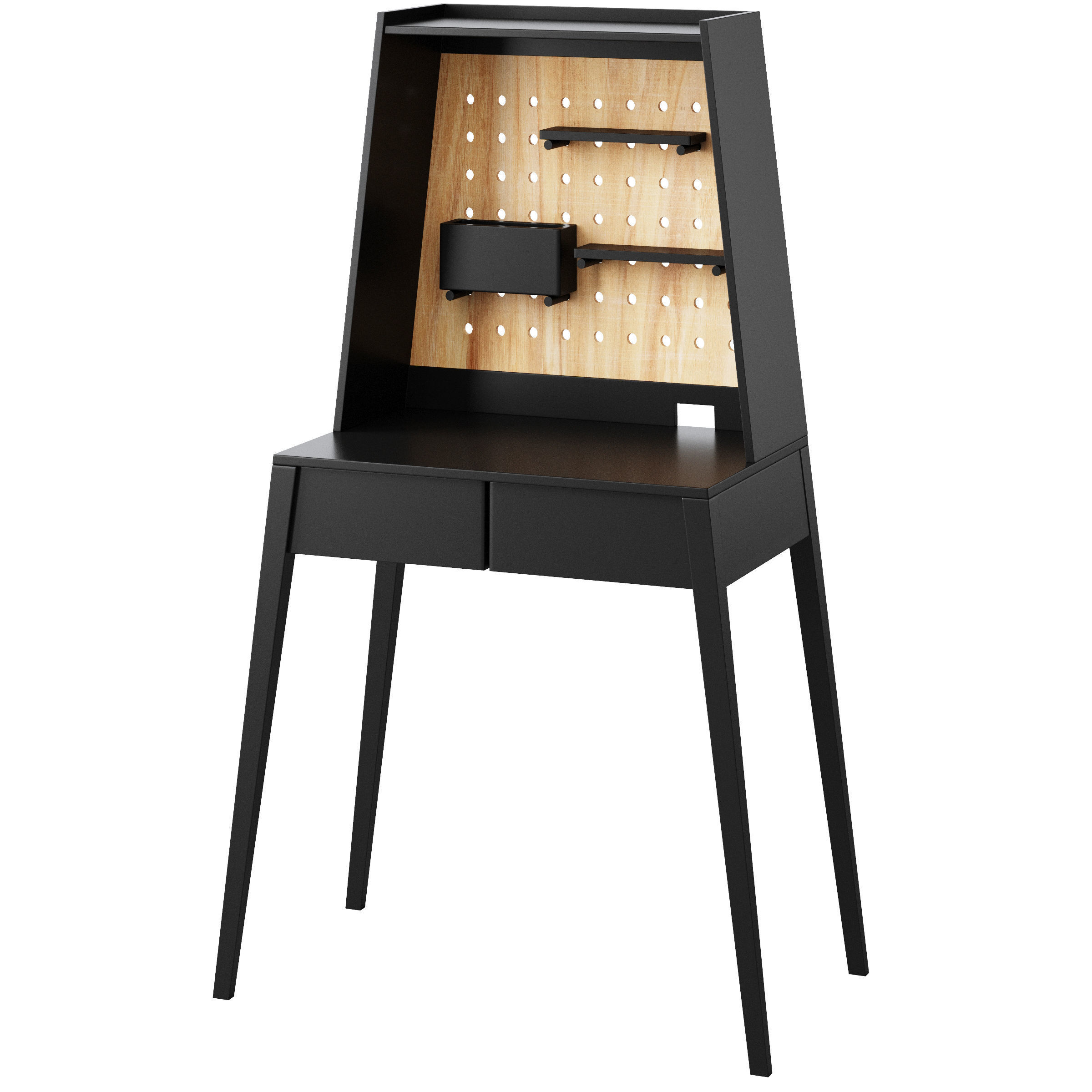 Atticus Small Black Desk with Power and Hutch Crate and Barrel 3D model ...