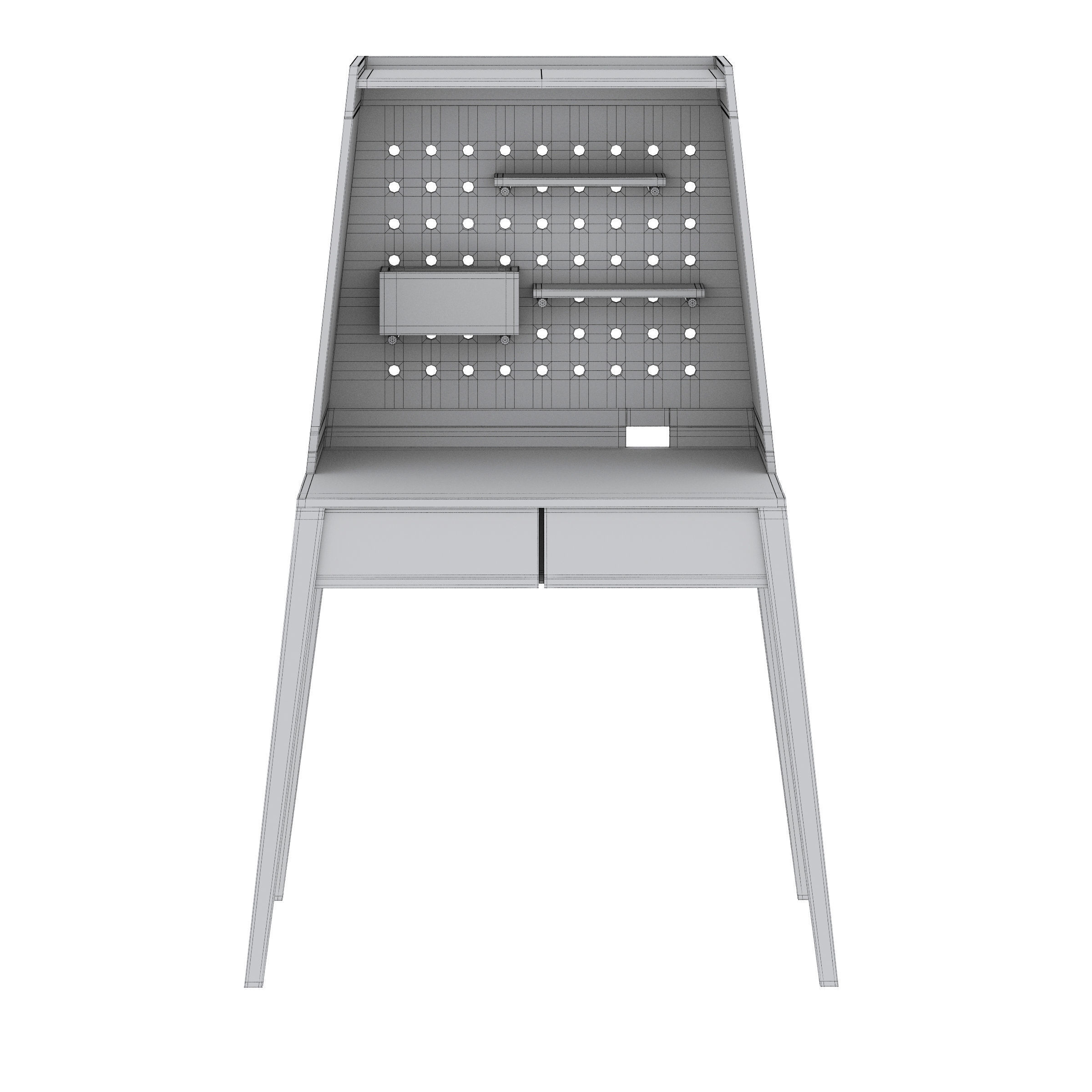 Atticus Small Black Desk with Power and Hutch Crate and Barrel 3D model ...