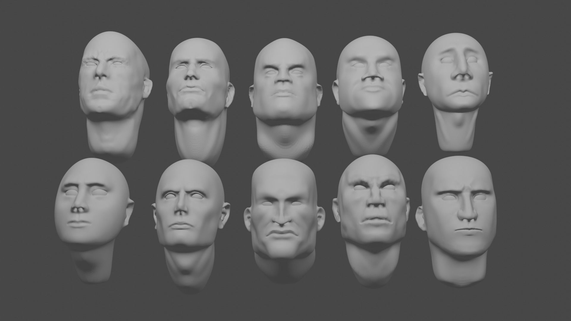 10 HEADS ANATOMY COLLECTION 3D BLENDER SCULPTING 3D model | CGTrader