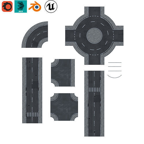 3D model city road asset exta low poly VR / AR / low-poly | CGTrader