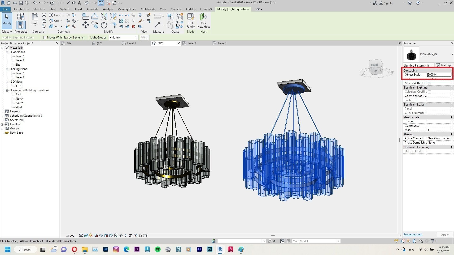 Chandelier or Classical Hanging Lamp Revit Family 3D model | CGTrader