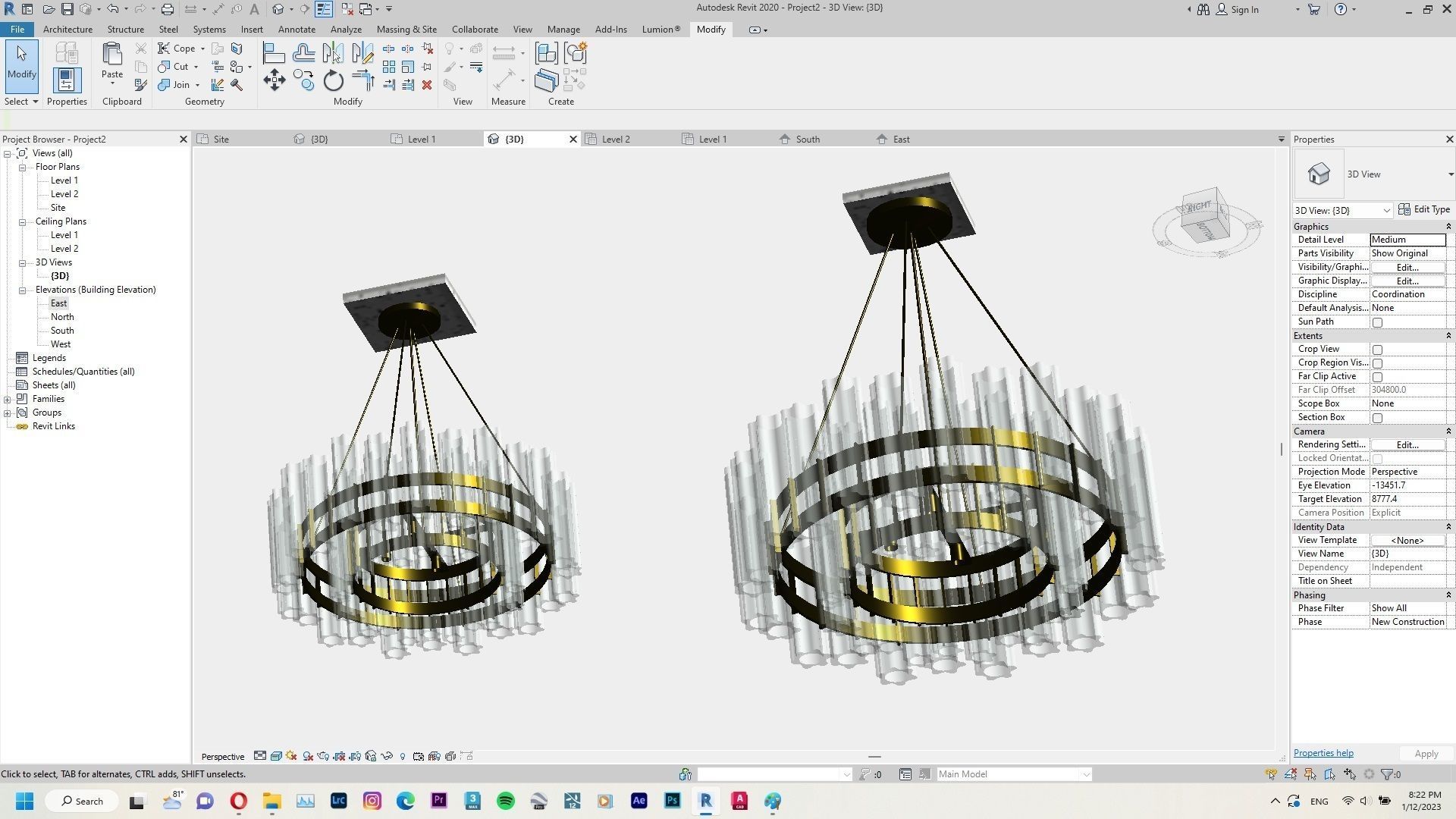 Chandelier or Classical Hanging Lamp Revit Family 3D model | CGTrader