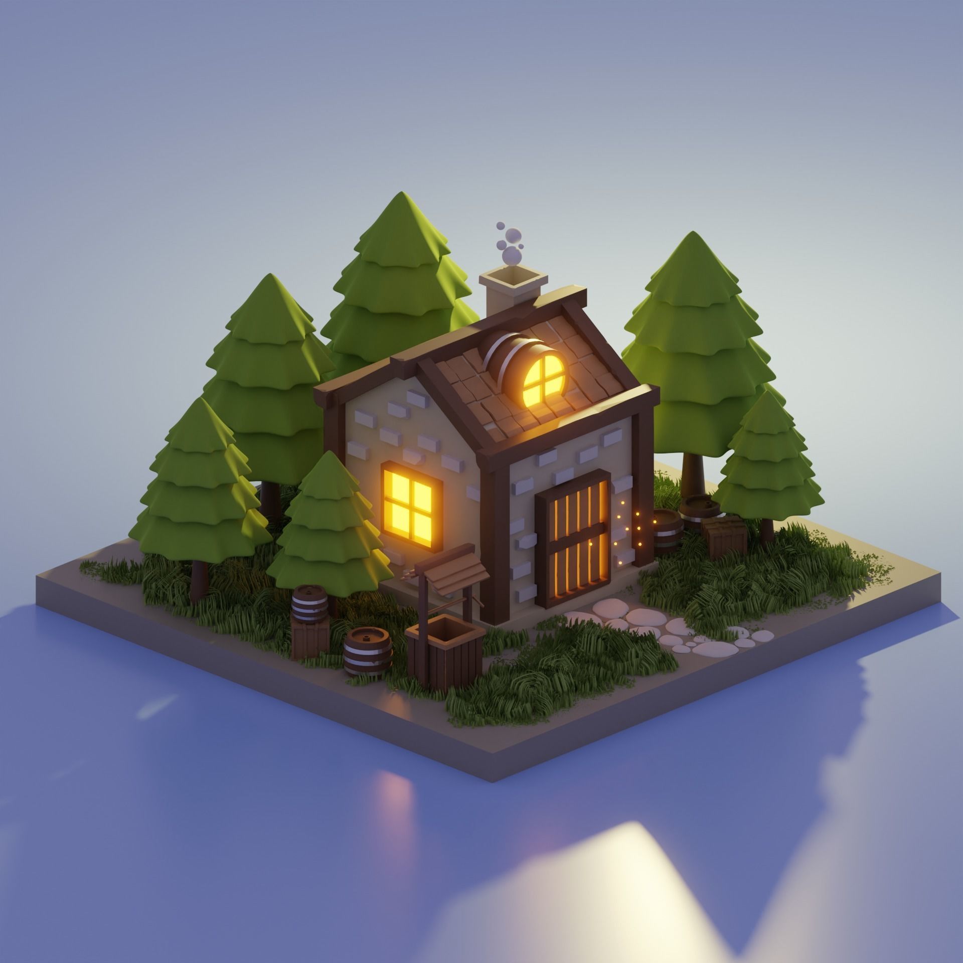 3D model House in the forest low-poly VR / AR / low-poly | CGTrader