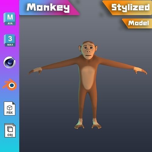 3D model Stylized Monkey NoRig VR / AR / low-poly | CGTrader