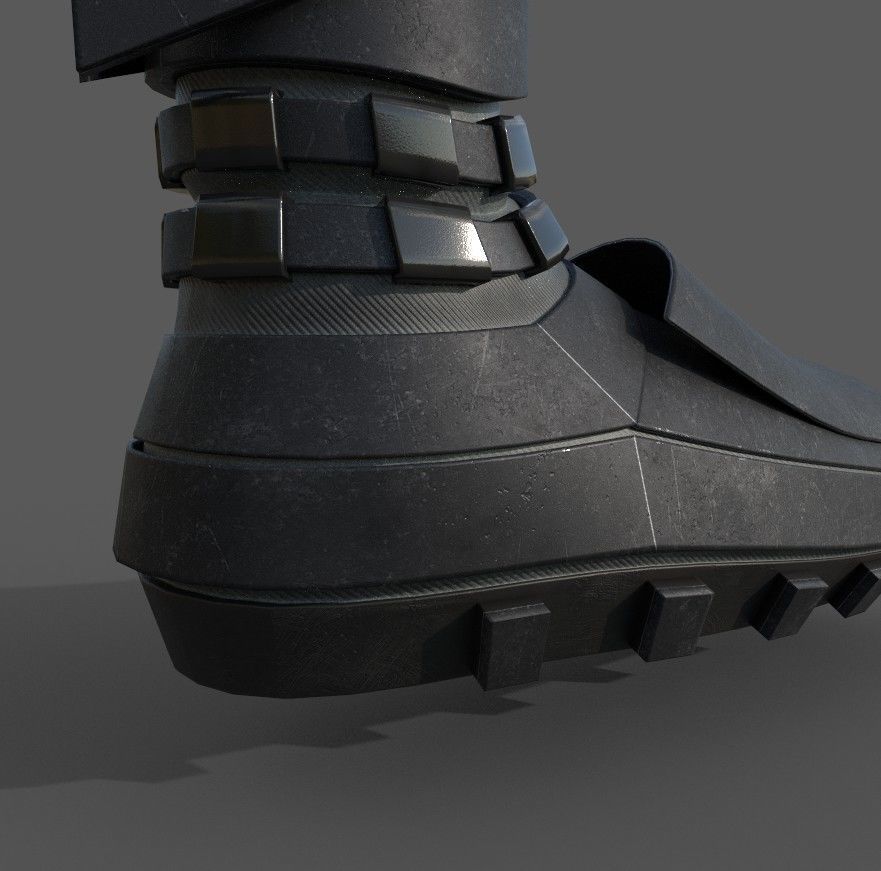 3D model stylized and realistic Sci-fi cyberpunk boots pack VR / AR ...