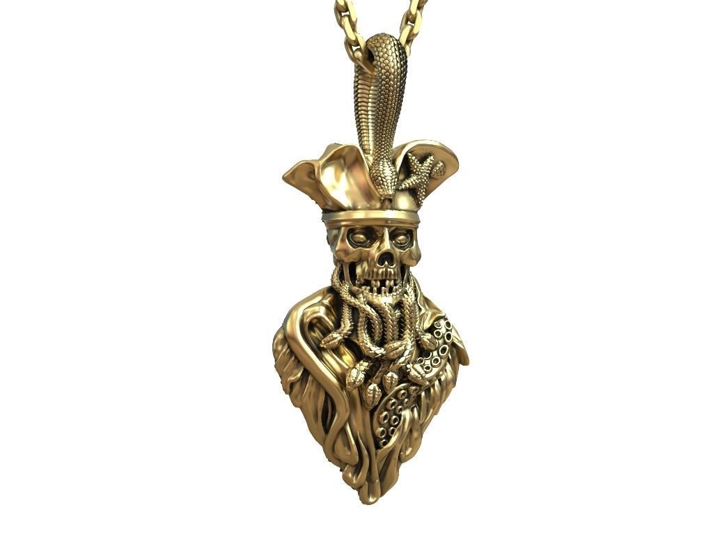 Pendant undead pirate skull snakes octopus tentacle 3D model 3D ...