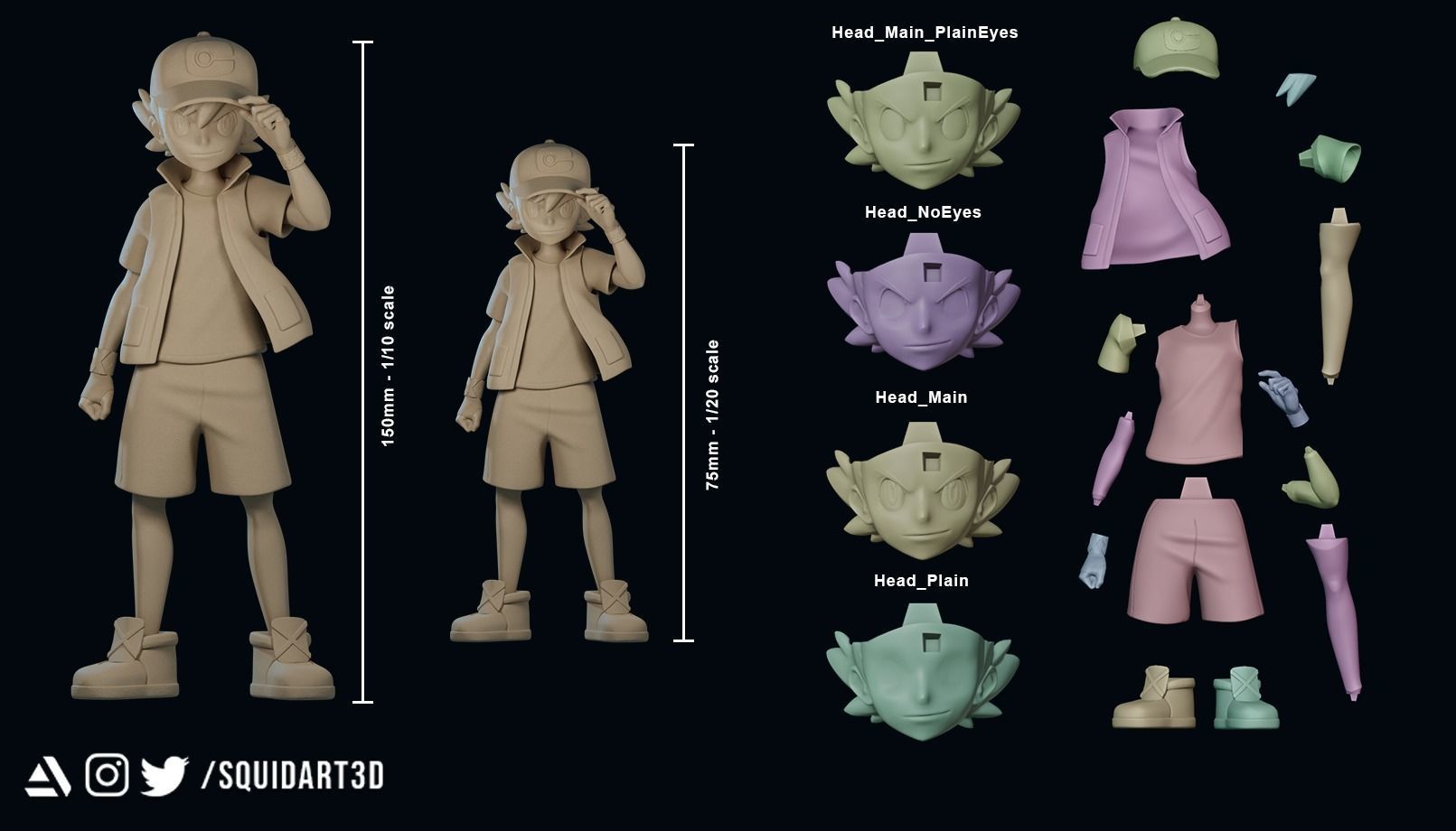 Ash - Satoshi - Pokemon Journeys 1-10 and 1-20 Scale Figure 3D model 3D ...