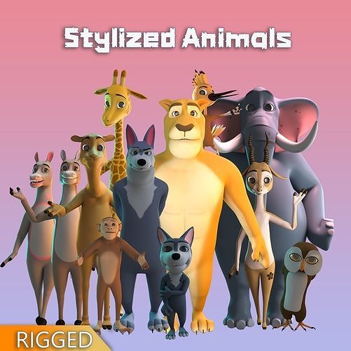 Stylized Animals Rigged V1 3D Model Collection | CGTrader