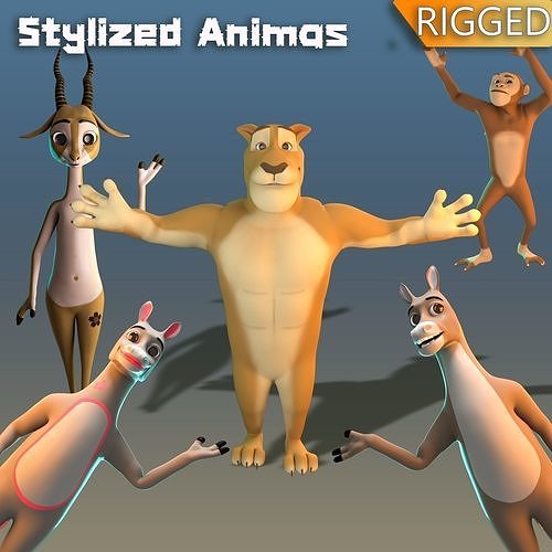 3D Model Collection Stylized Animals Rigged V2 VR / AR / low-poly ...