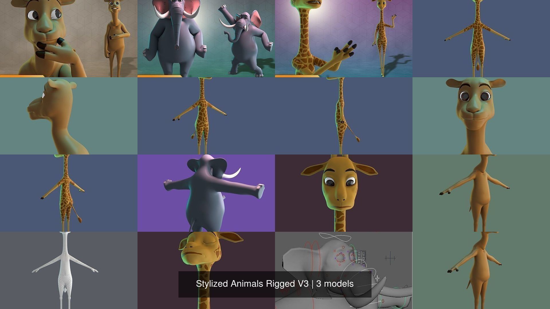 3D Model Collection Stylized Animals Rigged V3 VR / AR / low-poly ...