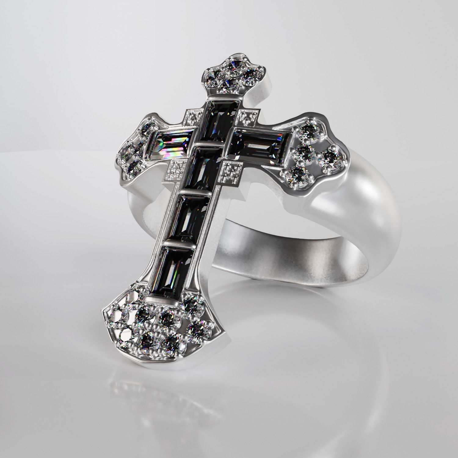 Cross Ring Iced out 3D model 3D printable | CGTrader
