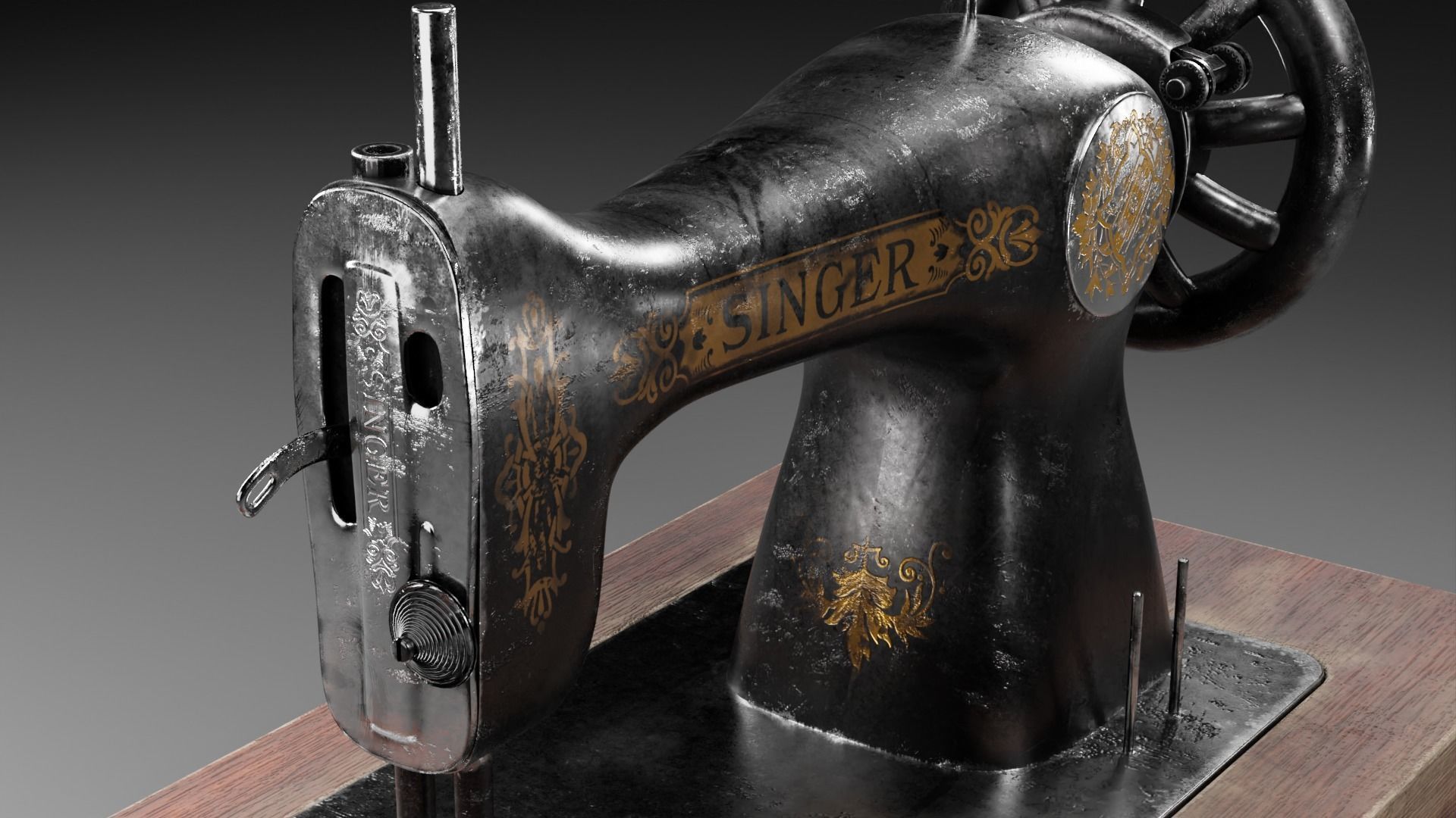 Singer Old Sewing Machine 3D model and PBR Texture 3D model | CGTrader