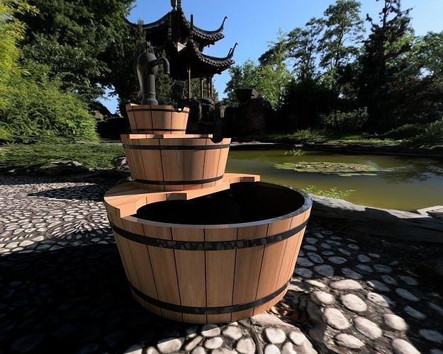 3D model Fountain zen garden VR / AR / low-poly | CGTrader