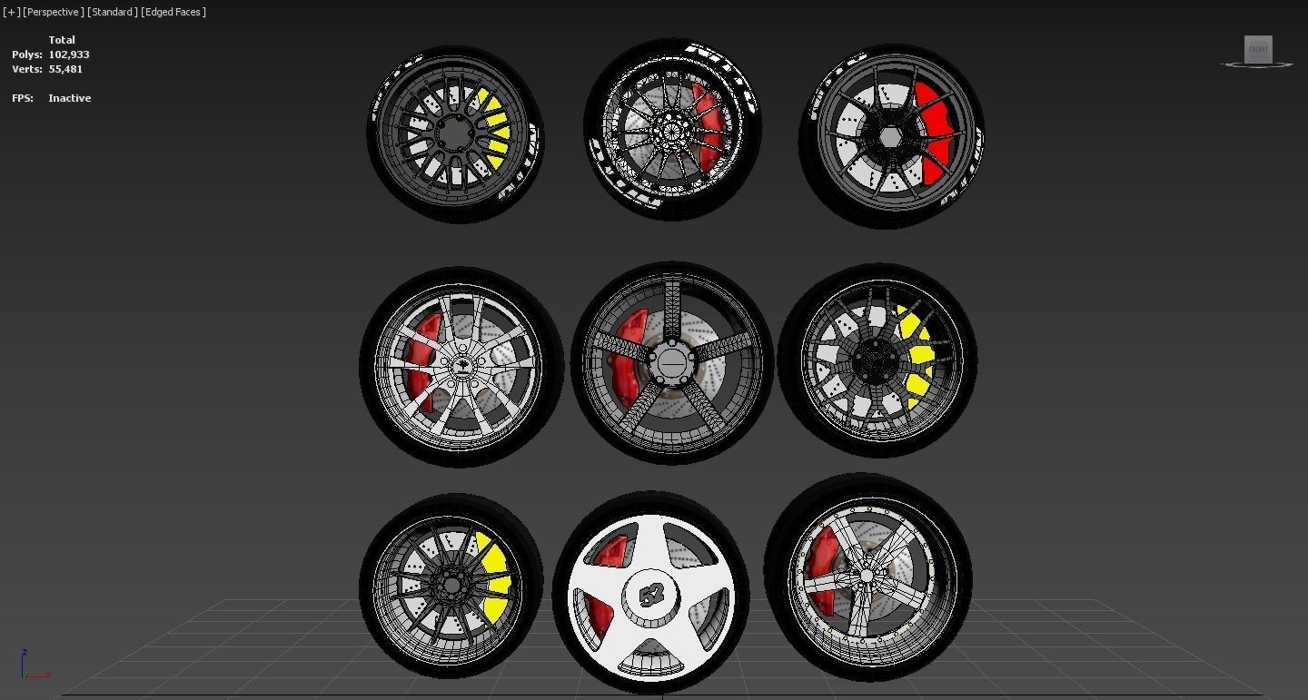 PACK-WHEEL RIMS TIRES free 3D model | CGTrader