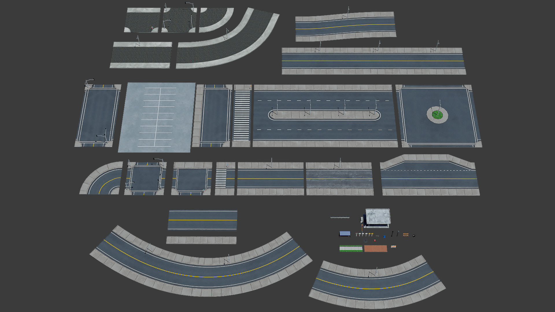 3D model Road Pack Extended PBR v2 VR / AR / low-poly | CGTrader