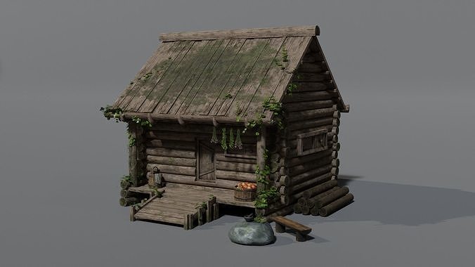 3D model Log cabin - slavic hut VR / AR / low-poly | CGTrader