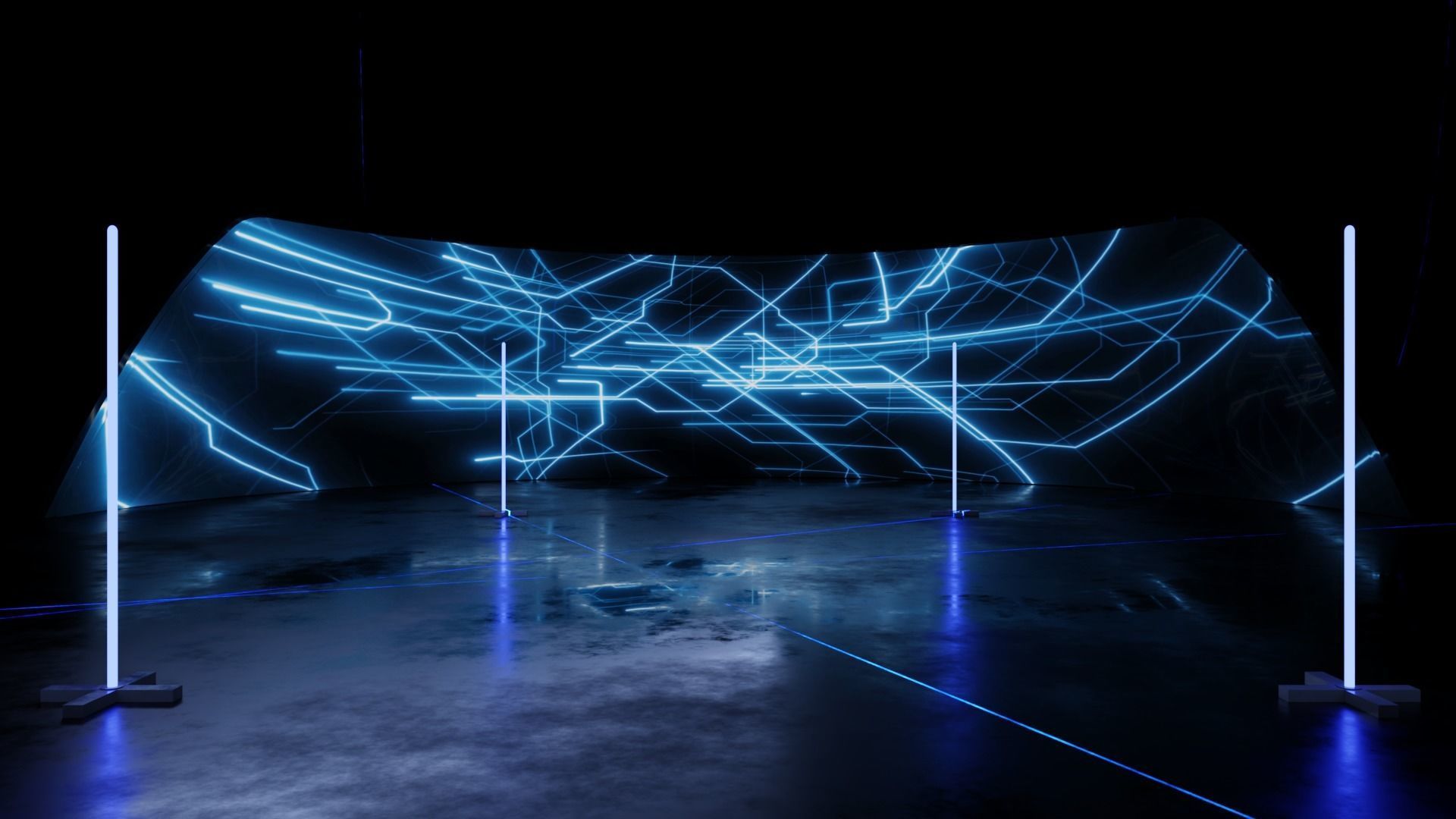 Curved screen studio 3D model animated | CGTrader