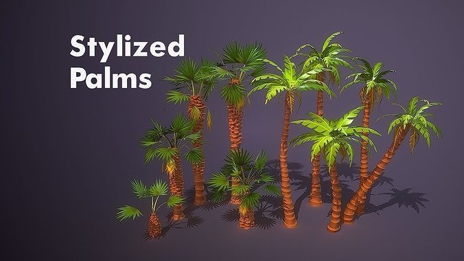 3D model Stylized Palm Trees Pack VR / AR / low-poly | CGTrader