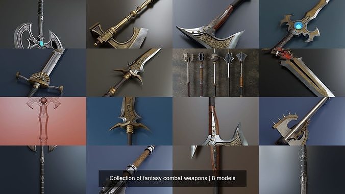 Collection of fantasy combat weapons VR / AR / low-poly | CGTrader