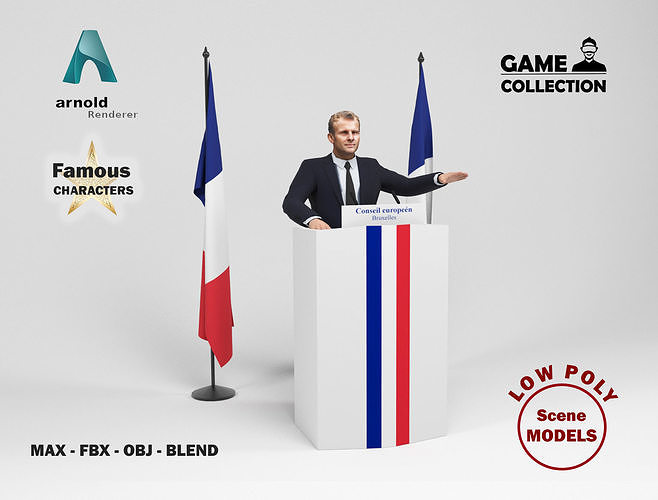 3D model Emmanuel Macron VR / AR / low-poly | CGTrader