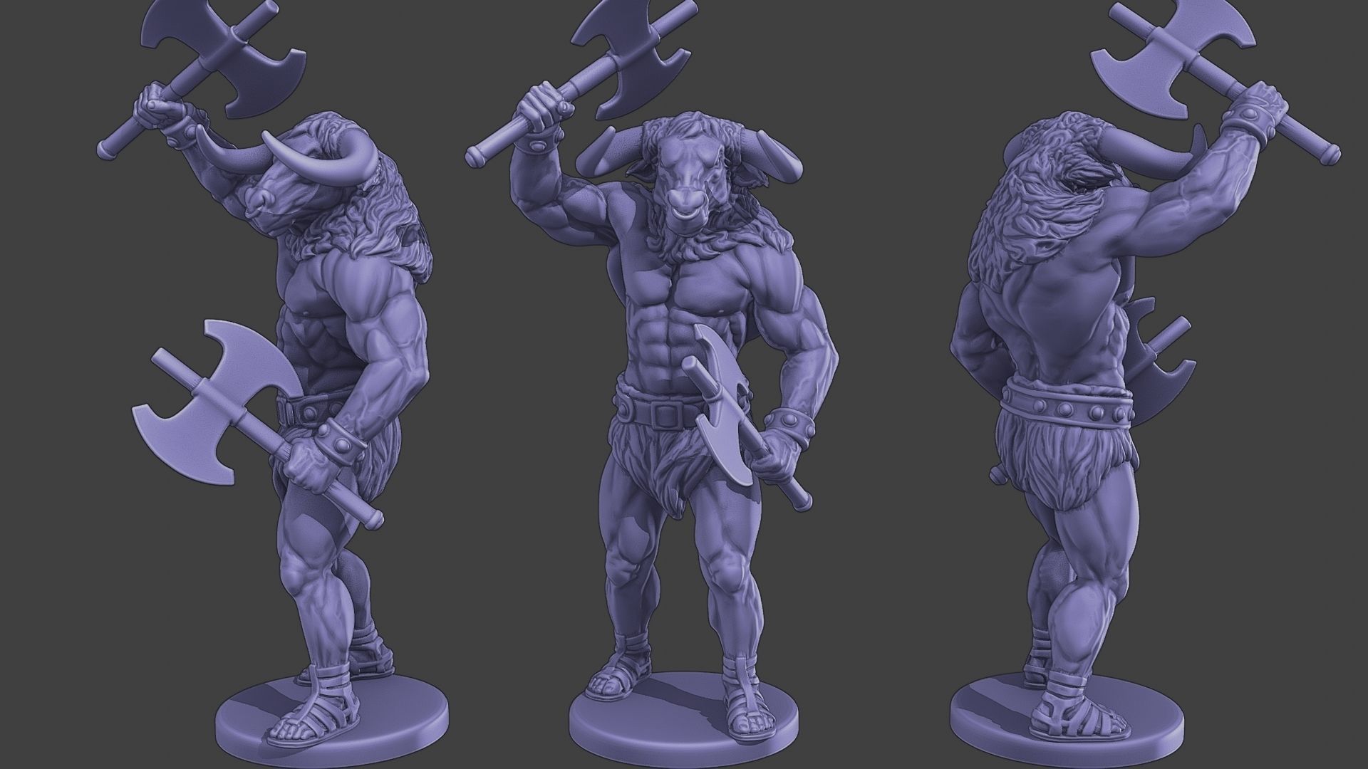 Minotaur Warrior two Axes Pack 1 3D Model Collection | CGTrader