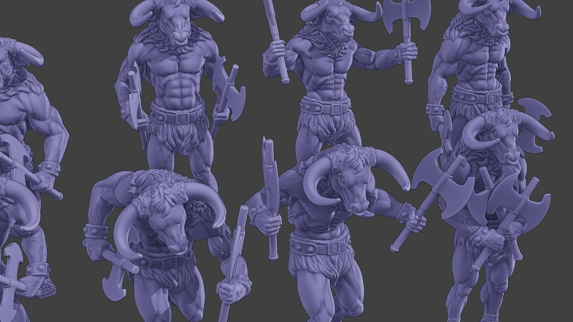 Minotaur Warrior two Axes Pack 1 3D Model Collection | CGTrader