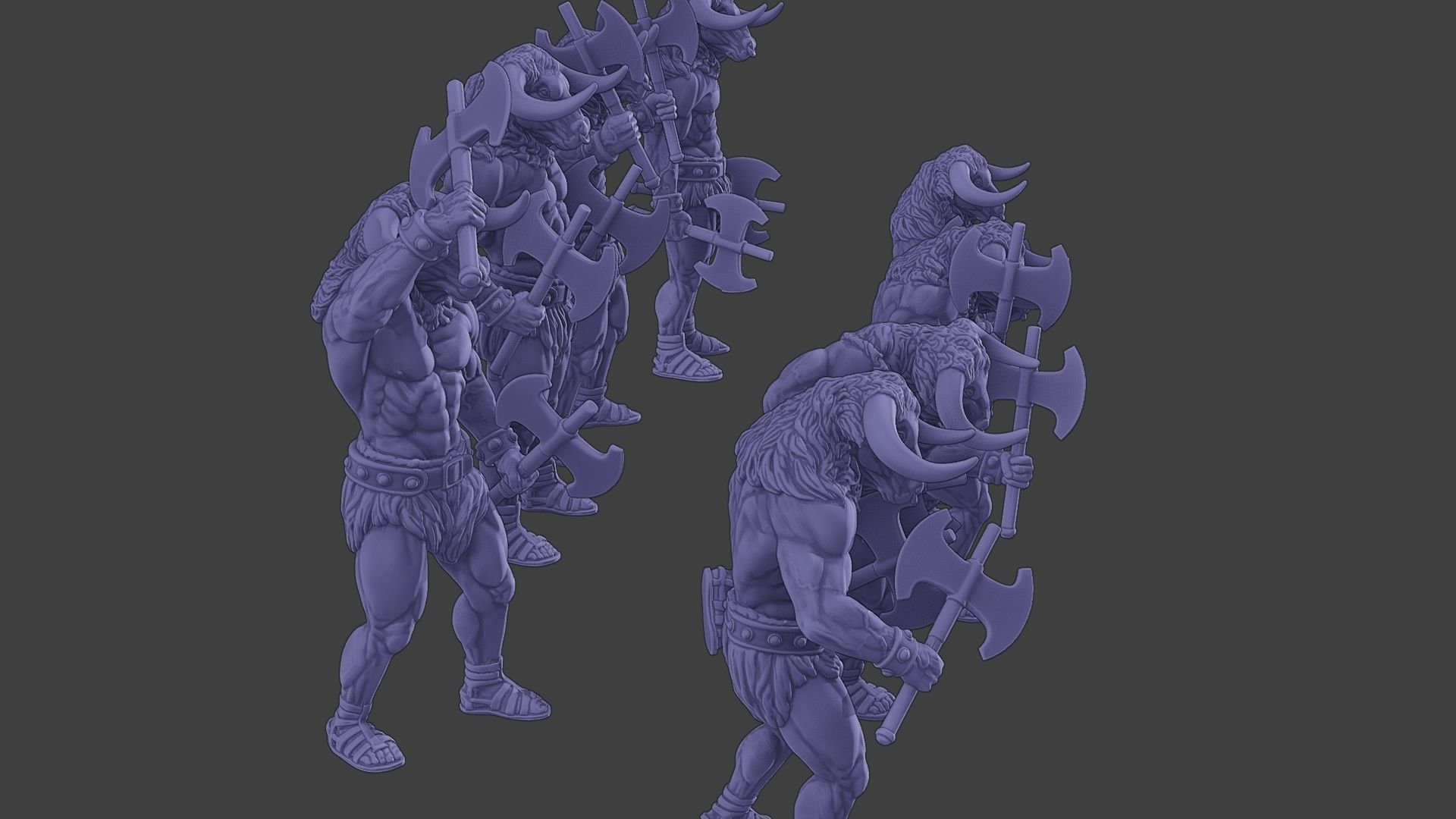 Minotaur Warrior two Axes Pack 1 3D Model Collection | CGTrader
