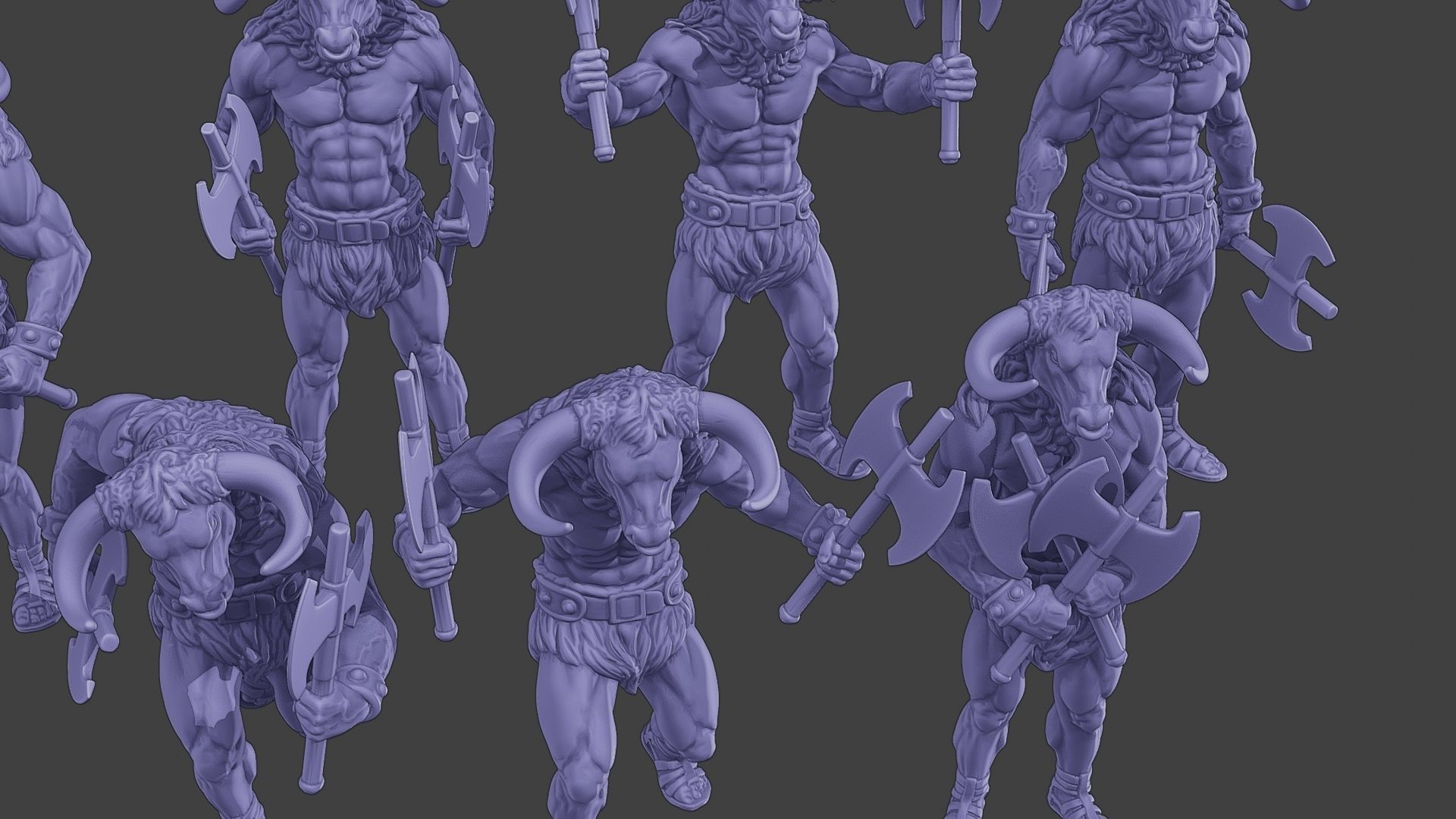 Minotaur Warrior two Axes Pack 1 3D Model Collection | CGTrader