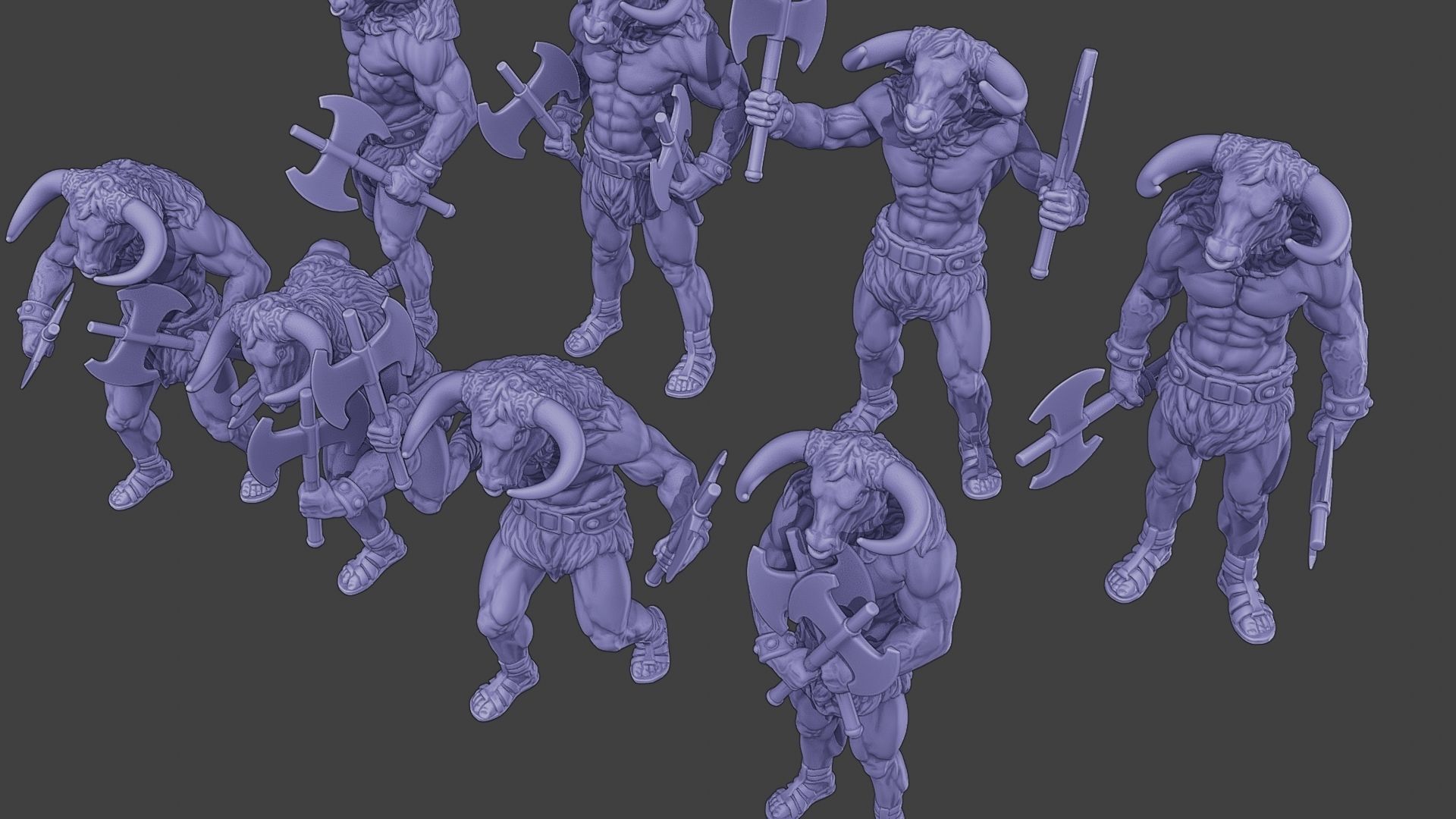 Minotaur Warrior two Axes Pack 1 3D Model Collection | CGTrader