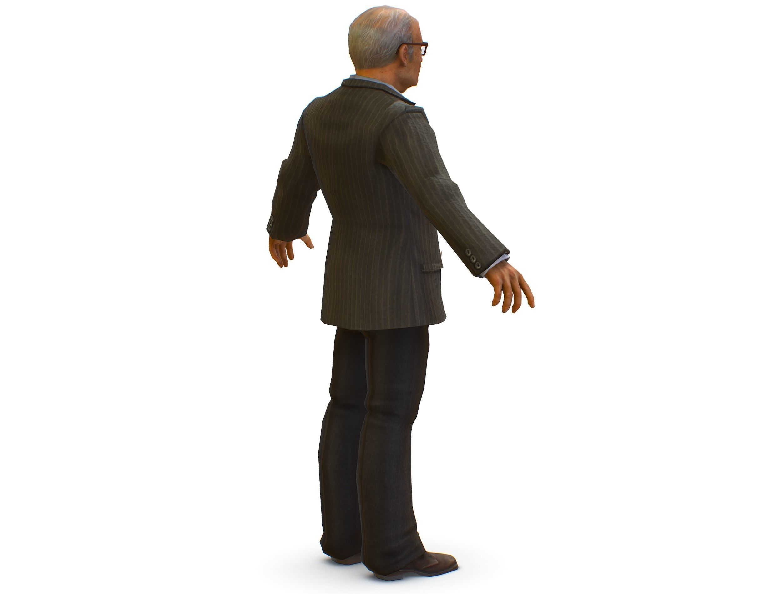 3D model an old man professor in a sweater jacket glasses VR / AR / low ...