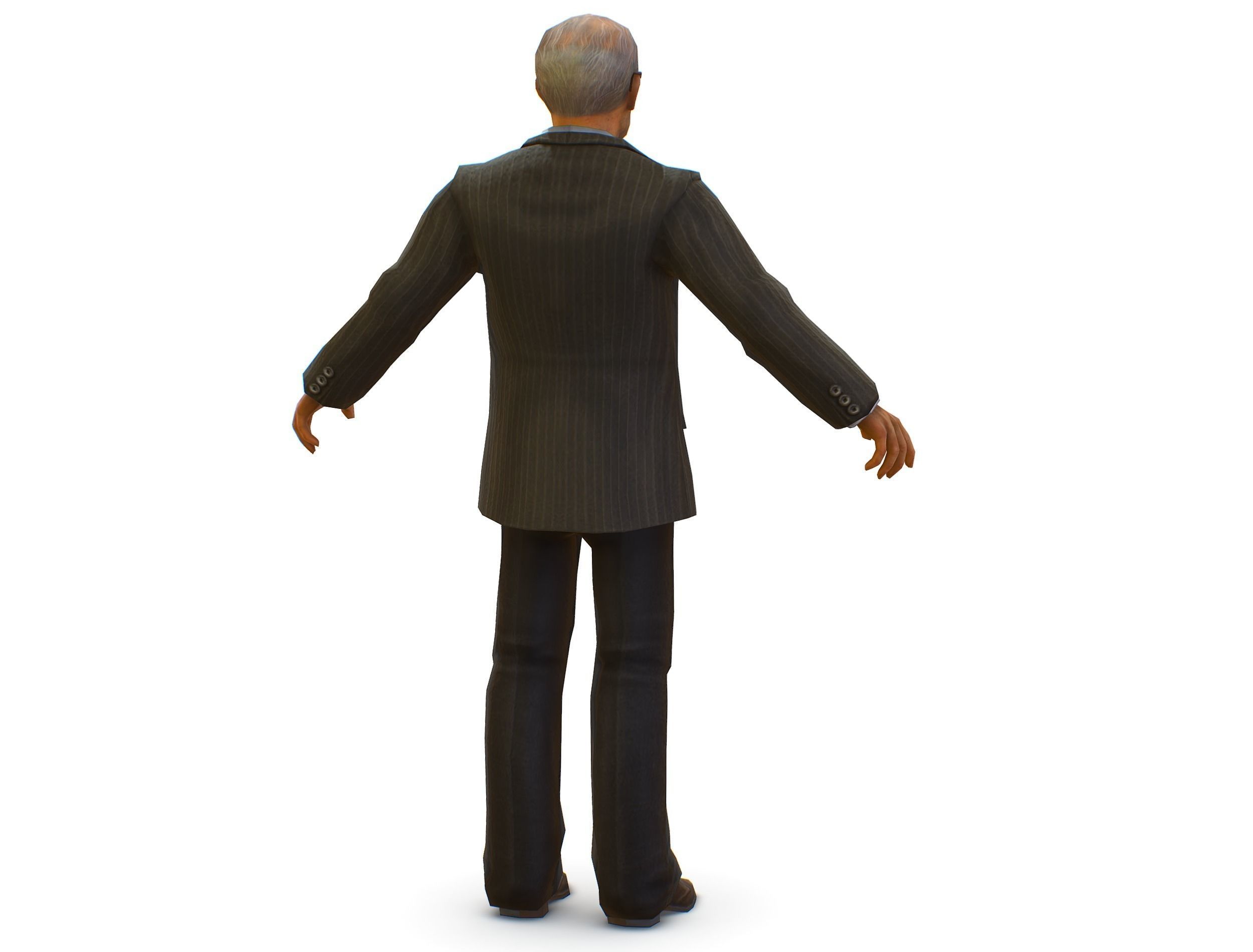3D model an old man professor in a sweater jacket glasses VR / AR / low ...
