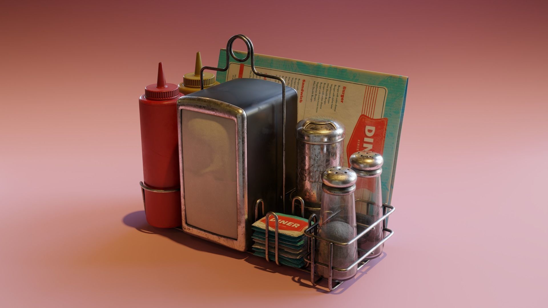 3D model Retro Diner Condiment Caddy VR / AR / low-poly | CGTrader