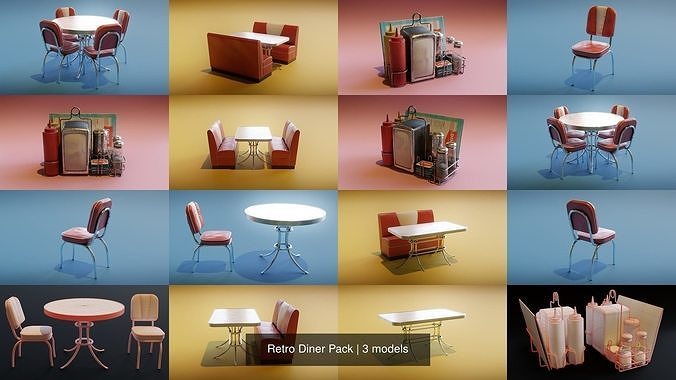 3D Model Collection Retro Diner Pack VR / AR / low-poly | CGTrader
