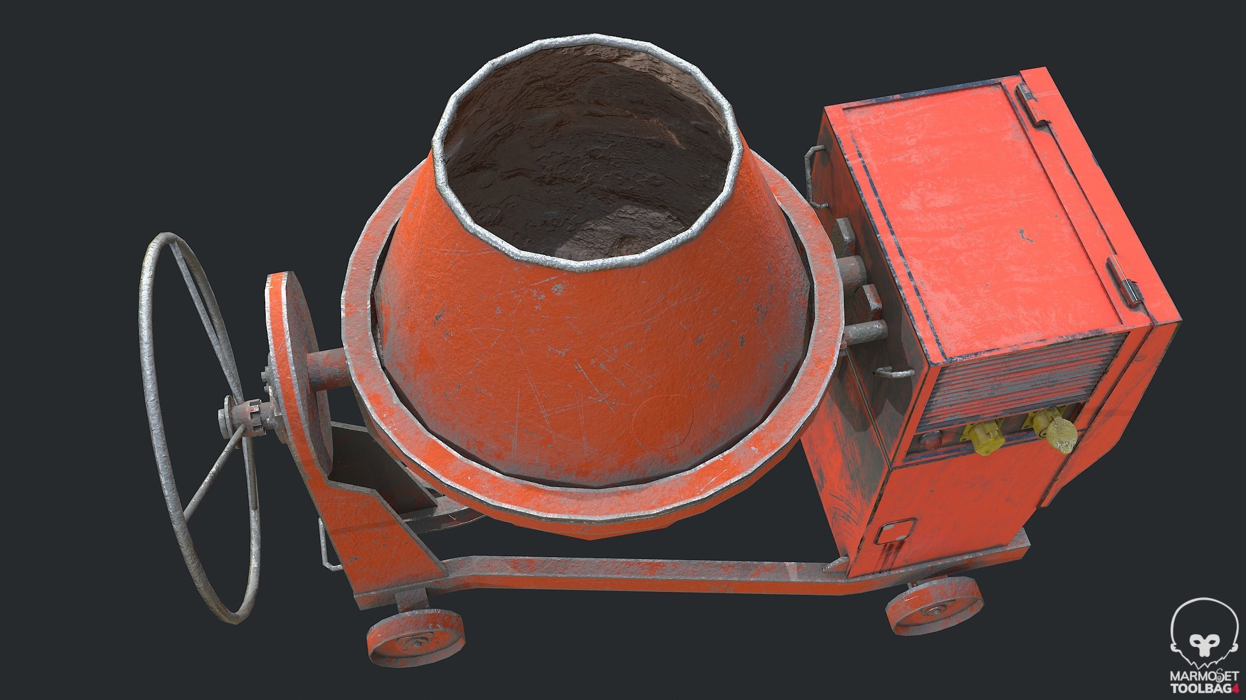 3D model Concrete Mixer - Water Tank -Pallet-Cement Bag - Concrete ...