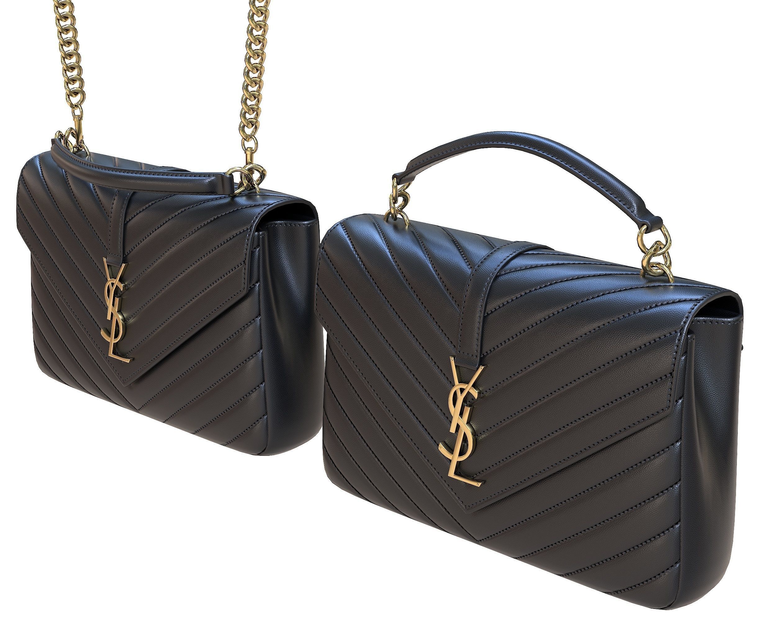 3D model YSL Saint Laurent College Medium Chain Bag Black VR / AR / low ...