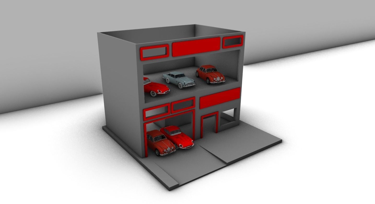 2 storey Diorama Garage Diecast Garage 1 64 scale 3D model 3D printable ...