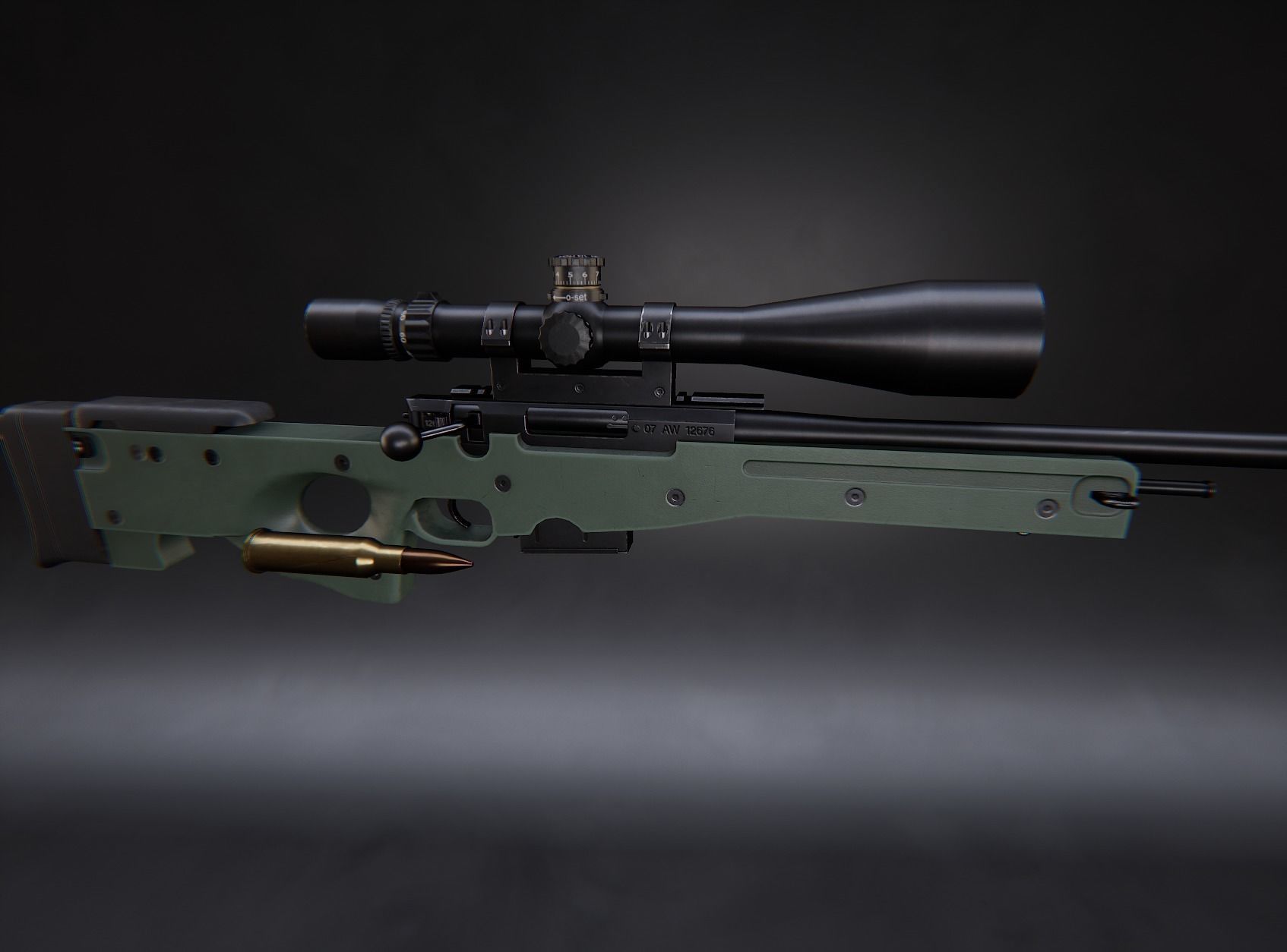 3D model Modern AAA Bolt Action Rifle Pack Game Ready PBR VR / AR / low ...