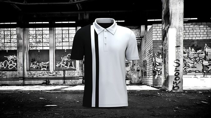 Sustainable Ocean Split Neck Polo Design 3D model | CGTrader