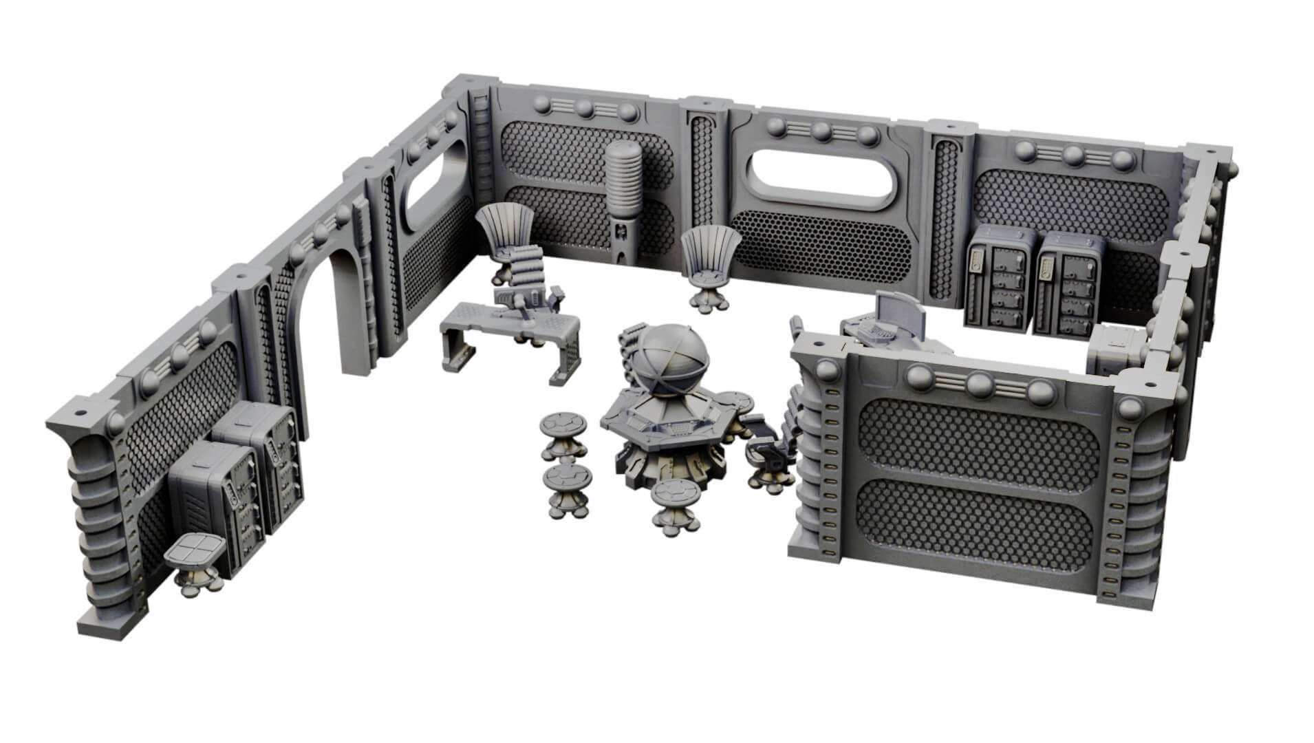 Sci Fi Office Including Modular Walls tabletop terrain 3D model 3D ...
