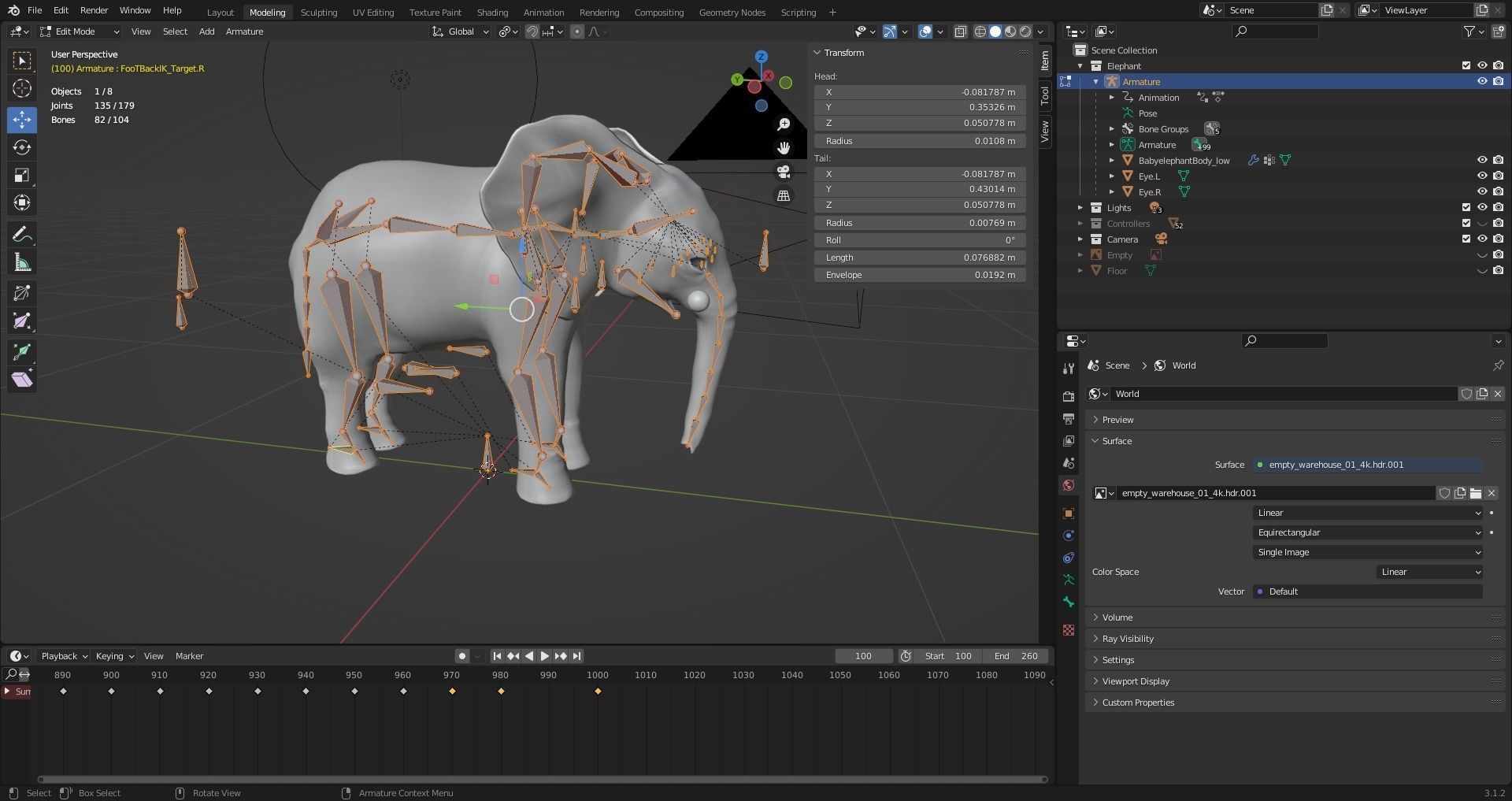 3D model Baby Elephant Rigged and Animation Unity V02 VR / AR / low ...