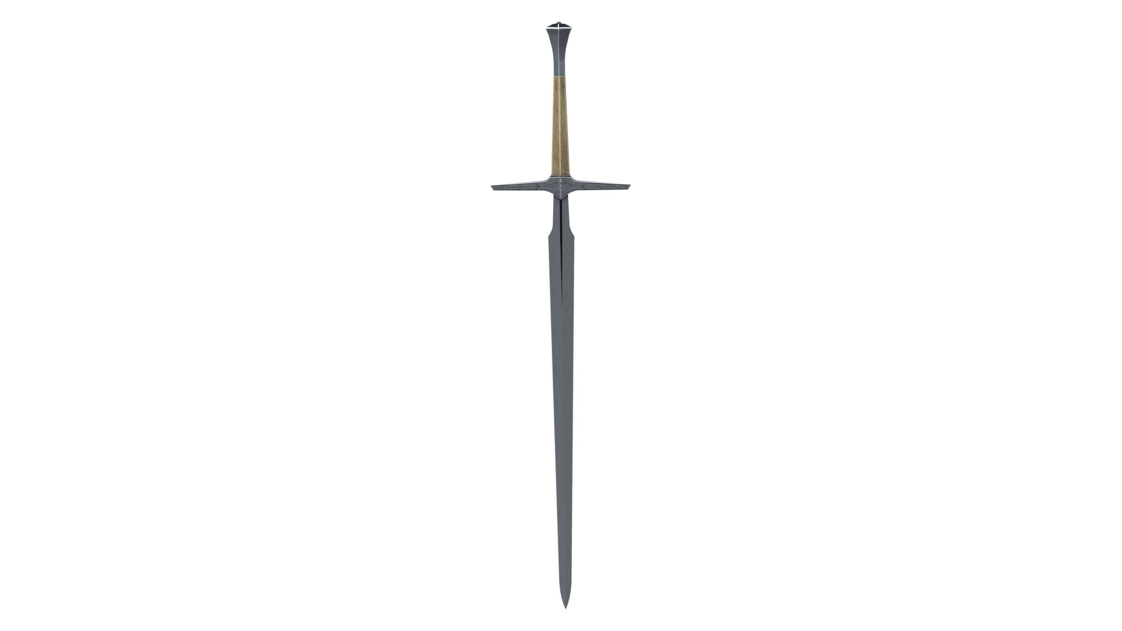 3D model Medieval Fantasy Double Hand Big Sword VR / AR / low-poly ...