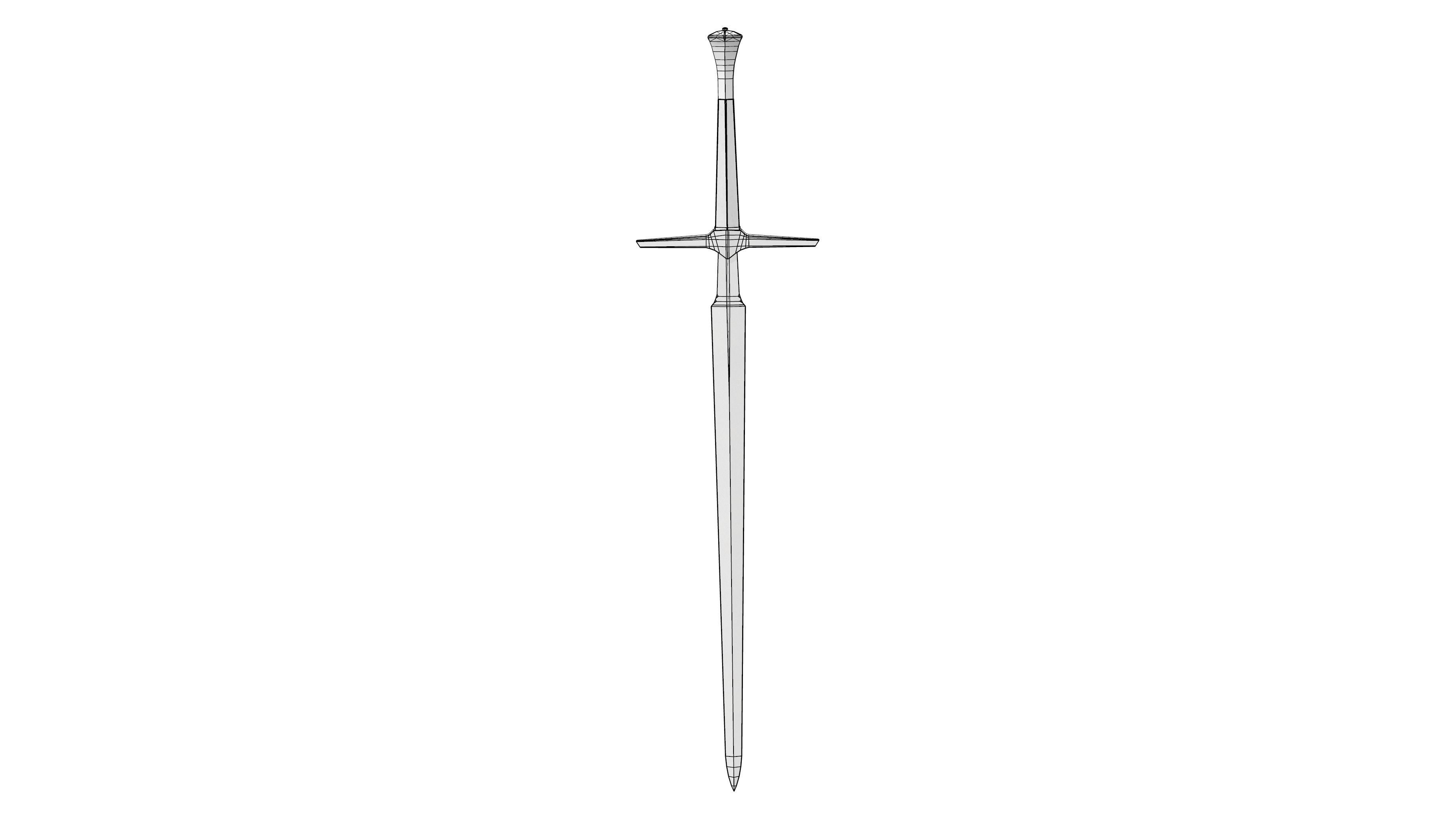 3D model Medieval Fantasy Double Hand Big Sword VR / AR / low-poly ...