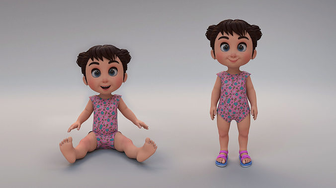 baby girl 3D model rigged | CGTrader