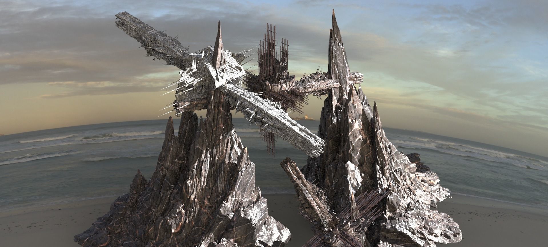 Alien Cliffs Sharp Bridge 3 3D model | CGTrader