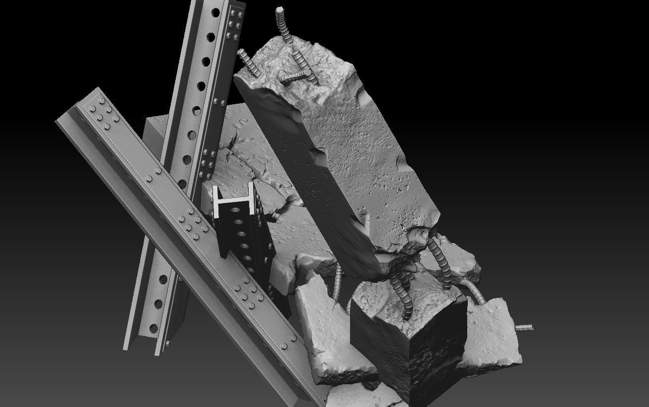 Damaged reinforced concrete 3D model 3D printable | CGTrader